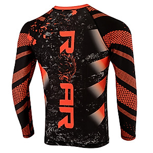 Roar No Gi Wear MMA Rash Guards & MMA Shorts Set BJJ Grappling Jitsu Training (Warrior, Small)