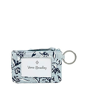 Vera Bradley Women's Cotton Zip ID Case Wallet, Perennials Gray - Recycled Cotton, One Size