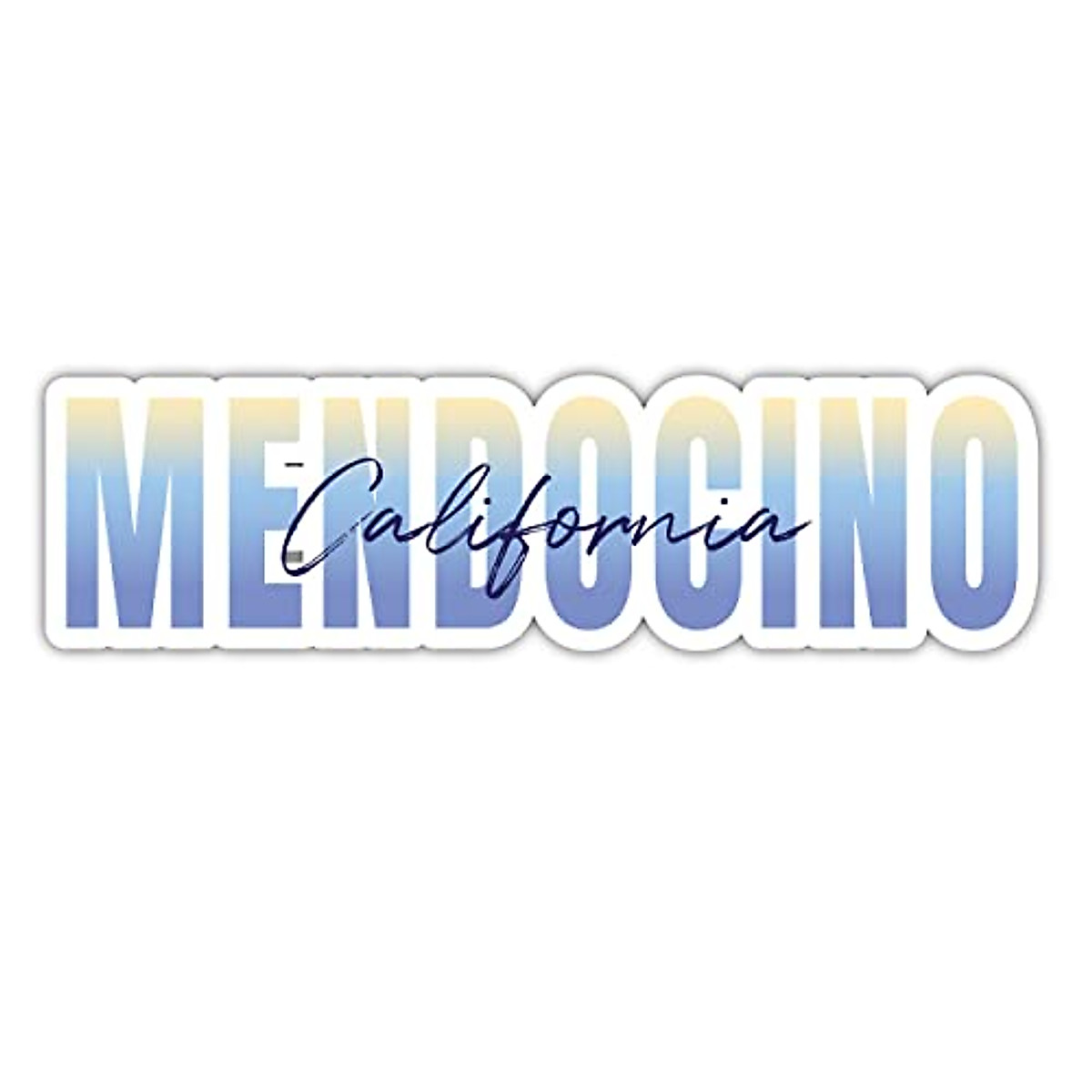 Mendocino California Souvenir 4-Inch Vinyl Decal Sticker Script Design 4 Inch|Sticker