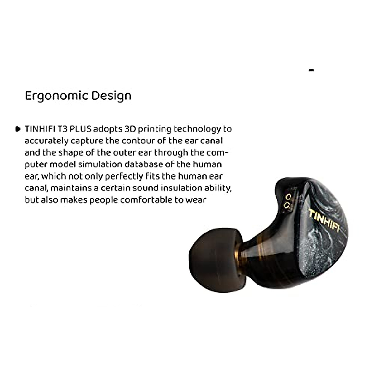 Keephifi Tinhifi T3 Plus Earphone, 10MM LCP Dynamic Driver in Ear Monitor for Clear Sound, with Detachable Cable Headset, HiFi Bass Noise-Isolating Earbud for Music,Game,Sport