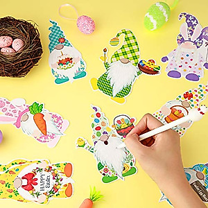 40 Pieces Funny Easter Gnomes Cutouts Stickers Easter Classroom Decoration Cutouts with Glue Point Dots for School Home Office Party Favors Bulletin Board Ornament Holiday Supplies, 8 Designs