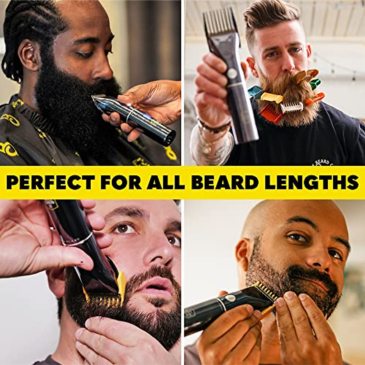 Beard Club PT45 Beard Trimmer for Men - Electric Cordless Rechargeable Beard & Hair Trimmer - High Power 7000 RPM - 8 Color Guides, 45 Unique Trim Lengths - Extra Sharp Mower Blades - Travel Lock