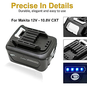 Replacement for Makita Battery 2pcs 12V BL1041 4,0A with DC10WD Charger Compatible with Makita Tools DF031D DF0331D JR103D MP100DZ TD110D 197339-1 HSS01D HP332D BL1041B BL1021B BL1015 DC10WC DC10SB