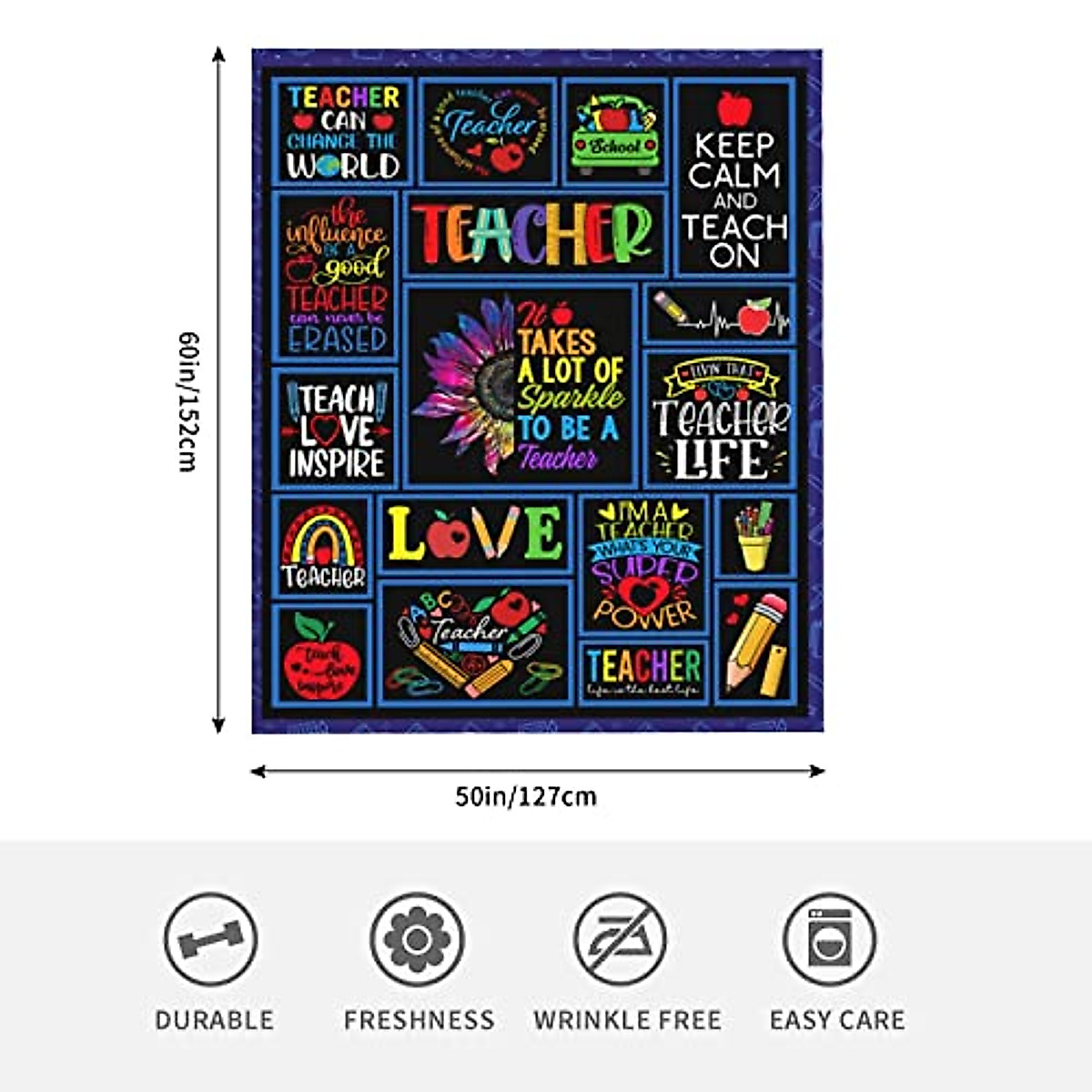 Teacher Gifts Blanket - Teacher Appreciation Gifts for Women Men - Best Teacher Retirement Birthday Gifts - Throw Blankets Gift for Teachers - Christmas Back to School Teacher's Day Gift Ideas 60x50in