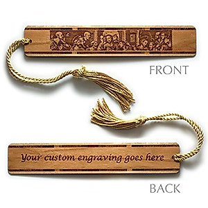 Personalized The Last Supper Jesus Apostles Engraved Wooden Bookmark - Made in USA - Also Available Without Personalization