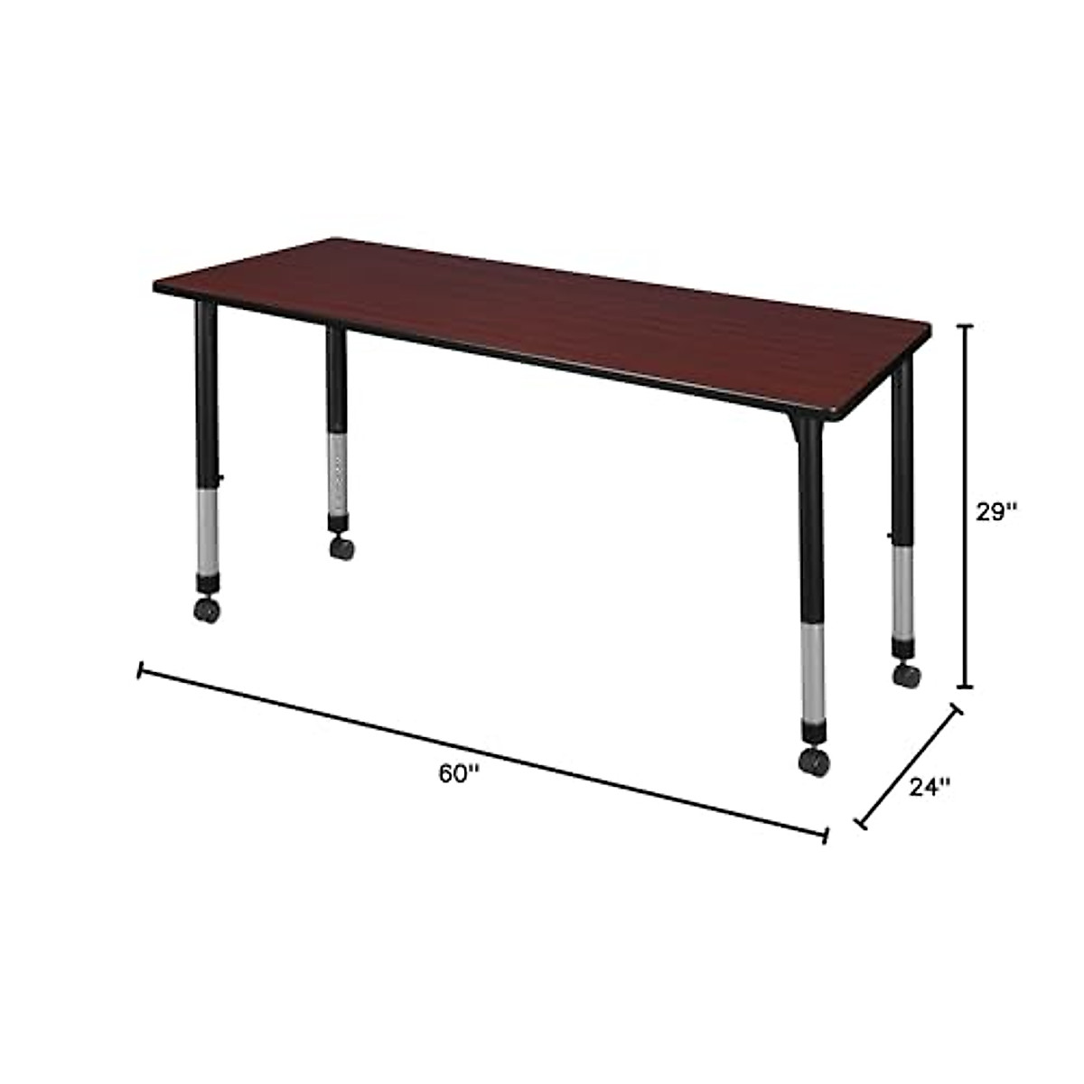 Regency Kee Height Adjustable Mobile Classroom Table, 60" x 24", Mahogany