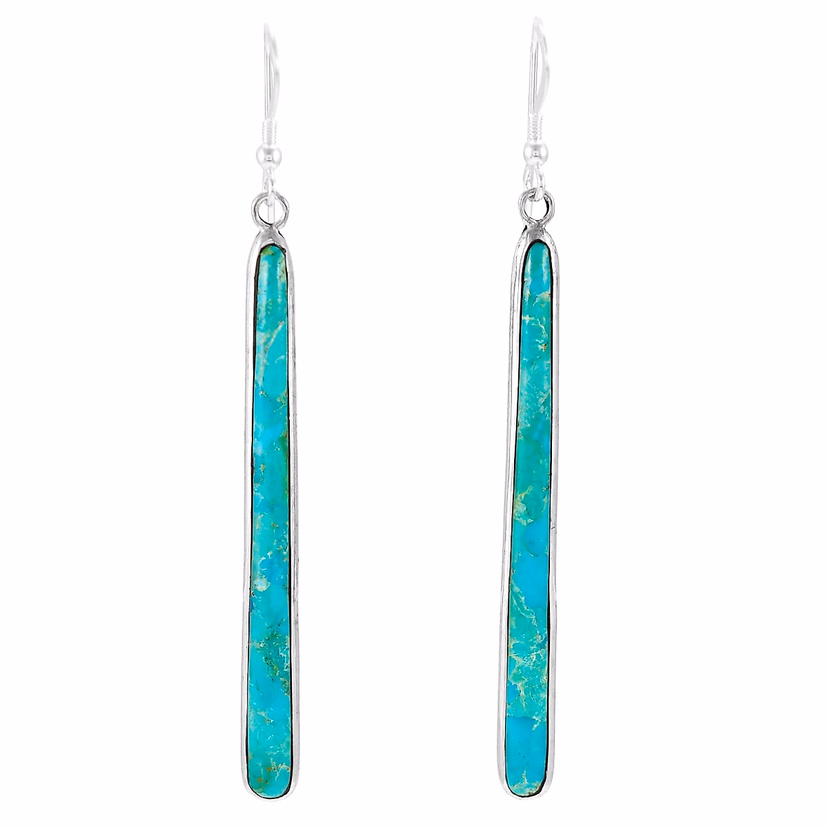 Turquoise Earrings 925 Sterling Silver & Genuine Turquoise (Choose Color) (Turquoise)