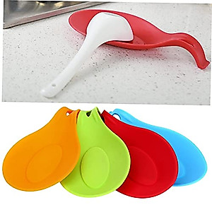 Cabilock 2pcs Spoon Spoon Rest Silicone Spoon Rest Stove Top Spoon Holder Spoon Rest Spoon Rest Kitchen Utensil Holder Durable Spoon Rest Spoon Rack Spoon Rack Large Almond