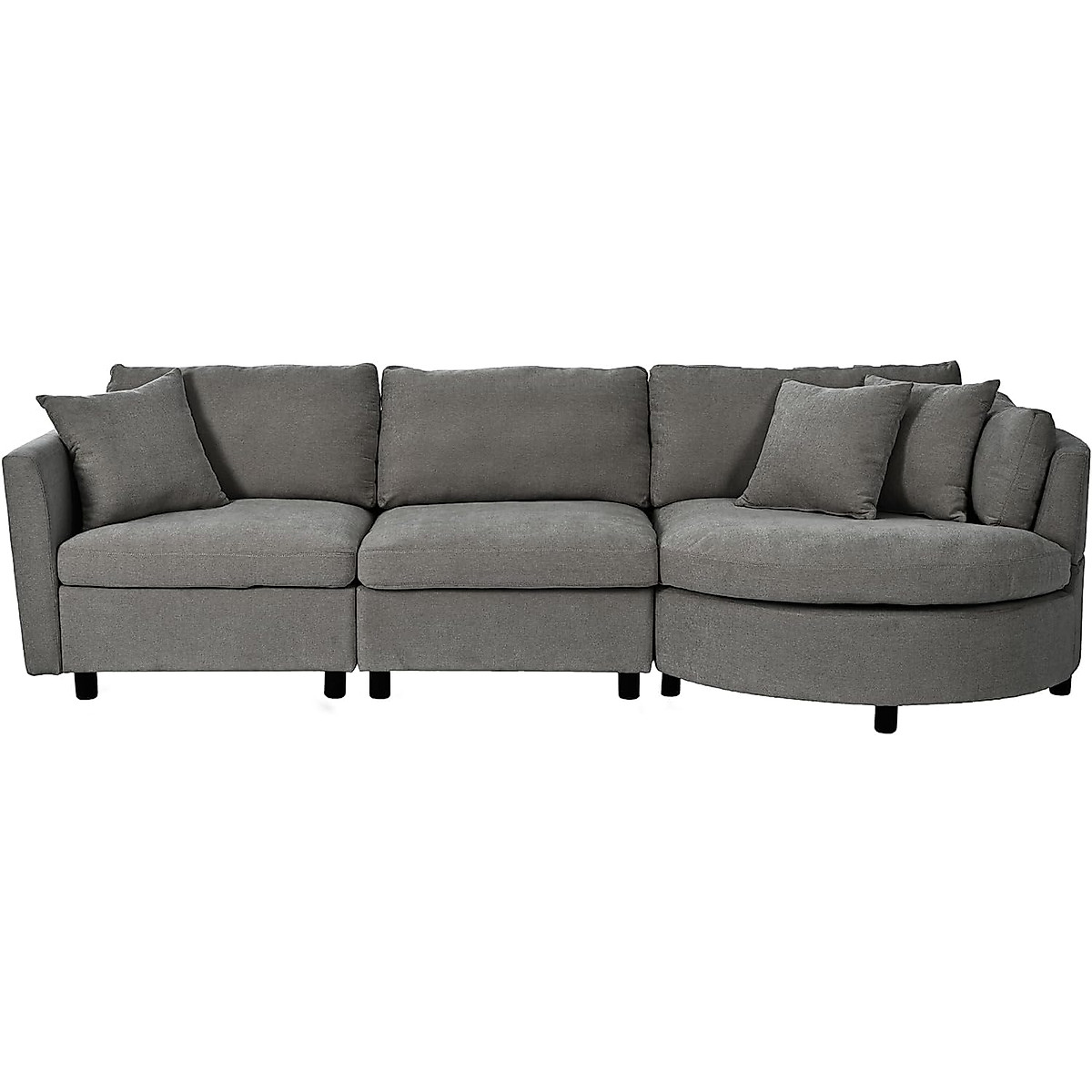 BSYEIO 111.4" Modern Sectional Sofa Couch for Living Room L-Shape Sofa Couch with Curved Chaise, Upholstered 3-Seat Sofa Couch Fabric Couch Set for Apartment Office Grey