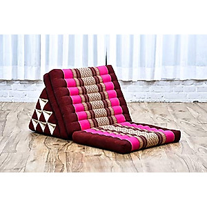 Leewadee 3-Fold Mat with Triangle Cushion – Comfortable TV Pillow, Foldable Mattress with Cushion Made of Eco-Friendly Kapok, 67 x 21 inches, Auburn Pink