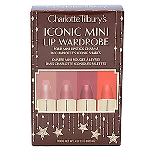 CHARLOTTE TILBURY Mini Iconic Lip Wardrobe - Matte Revolution Quad 4 Lipsticks Gift Set:: Pillow Talk, Pillow Talk Medium, Walk of No Shame, Red Carpet Red - Long Lasting