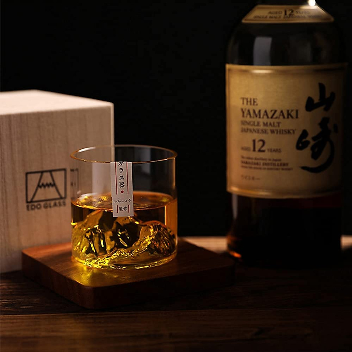 Mountain Whiskey Glasses Old Fashioned Glasses for Drinking Bourbon,Scotch,Cocktails or Tea,Whiskey Rocks Glasses in Gift Box