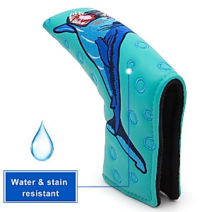 Shark Golf Putter Club Head Cover Headcover Blade Magnetic fits for Scotty Cameron Del Mar, Taylormade Mytp, Odyssey WH OG #1 Putters (Light Blue)