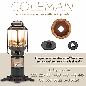 3000005094 For Coleman Lantern Stove Pump Cup Replacement Kit with Leather Pump Cap,Metal Nut and Plastic Cap for Air Seal (Compatible with Coleman Multiple Models)-2 Pack