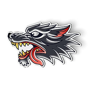 Angry Wolf Classic Tattoo Style - 5" Magnet for Car Locker Refrigerator