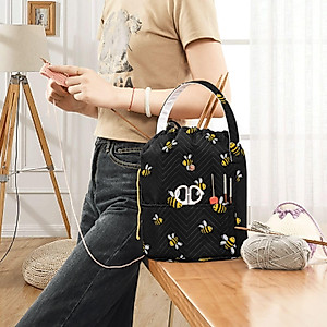 Fustylead Bee Large Yarn Storage Tote Basket, Knitting Crochet Drawstring Organizer Bag for Crocheting Project, Yarn Balls, Needles Accessories
