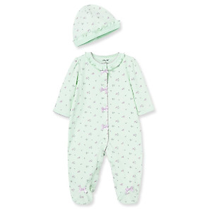 Little Me Baby Clothes & Outfits - Girls One Piece Hat & Footed Sleeper Pajamas - Newborn, Petite Rose