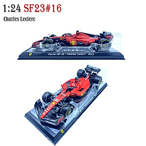 HTLNUZD Bburago 2023 1/24 SF23#16 F1Racing Alloy Car for Scuderia Ferrari 1:24 SF23#16 Leclerc Signature Die cast Adults Model Car Display Ornaments Collection