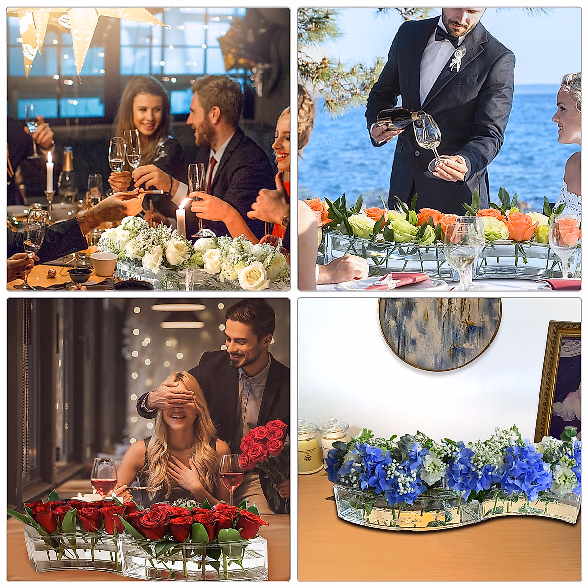 Clear Vase for Flowers, 2PCS Transparent Acrylic Centerpieces Flower Vase for Home Décor, Simple Stylish Fan Shaped Floral Vase, Decorative Modern Vases for Home Party Restaurant Dining Table