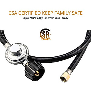 GASLAND 5FT Propane Regulator and Hose,Universal Grill Regulator Replacement for Weber, Charbroil, Nexgrill and More BBQ Appliances, Max 80,000 BTU, 3/8" Female Flare Nut, CSA Certification