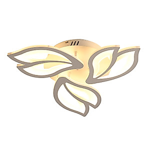 Goeco LED Ceiling Light, Acrylic Modern Ceiling Light, 3 Heads White Flower Flush Mount Ceiling Light Fixture 3000K Warm Light for Bedroom, Kitchen, Living Room, Dining Room