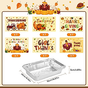 Thanksgiving Leftover Containers with Lids - 42 PCS Thanksgiving Foil Take Home Containers Party Supplies, Disposable To Go Food Containers for Treat Exchange & Party Leftovers, 8.2”x5.5”x1.97"