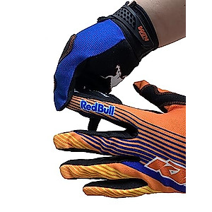 EXCEREY Bull Non-Slip MTB Motorcycle Biking Cycling Gloves Full Finger Off-Road Racing Gloves for Men Women & Mountaineering (Blue, L)