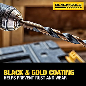 DEWALT Drill Bit Set, 21-Piece, 135 Degree Split Point, 31 Degree Helix, Black Oxide Coated, For Plastic, Wood and Metal (DWA1181)