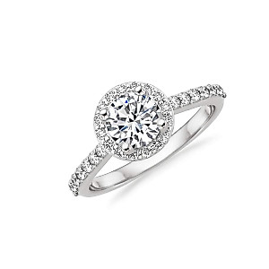 Florence Jewelers 18K Gold Plated Halo Round Cut Cubic Zirconia Engagement Ring, Sizes 6-8 (White Gold, 6)