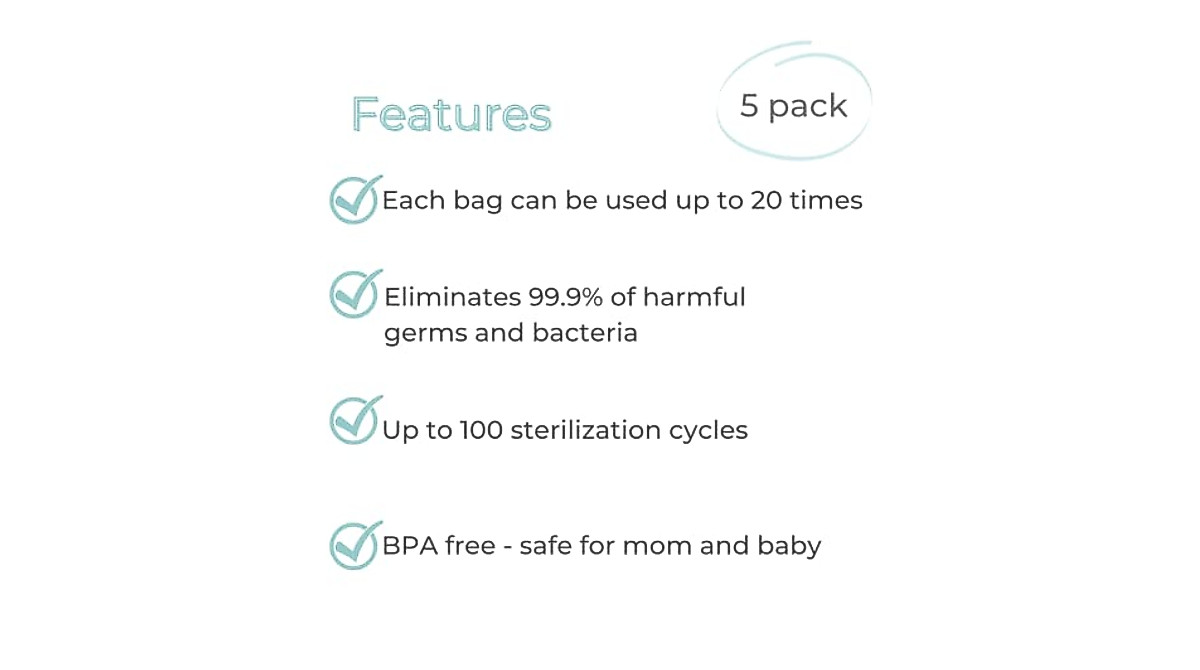 Zomee Microwave Steam Sterilizer Bags - Eliminate 99.9% Germs