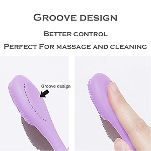 RamPula Silicone Facial Mask Applicator Face Masks Skincare Brush Facial Scrubber Double-Head Lotion Spatula Scoop for Makeup,Foundation,Cream,Lotion,Moisturizer,Gel,Peel,Mud Masks (Purple+Gray)