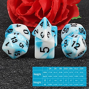 ESANDA DND Dice Set, 42pcs Polyhedral Dice D&D Dice with 6 Blue Drawstring Bags, 6 Complete Double-Colors Dice Sets for Dungeons and Dragons RPG MTG Table Games etc