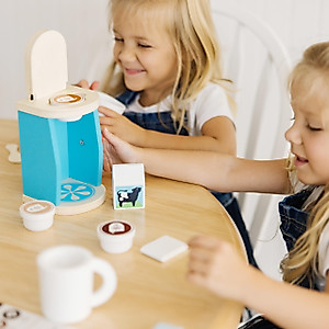 Melissa & Doug 11-Piece Coffee Set, Multi - Pretend Play Kitchen Accessories Kids Coffee Maker Play Set For Girls And Boys