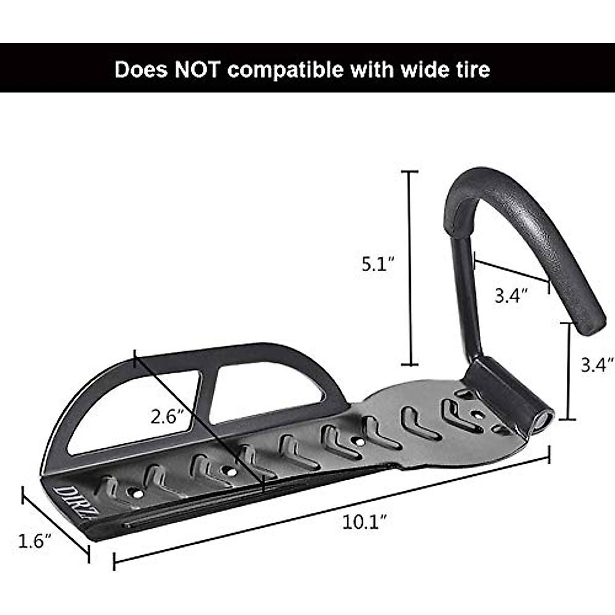 Dirza Bike Rack Garage Wall Mount Bike Hanger Storage System Vertical Bike Hook for Indoor Shed - Easily Hang/Detach - Heavy Duty Holds up to 65 lb with Screws Black