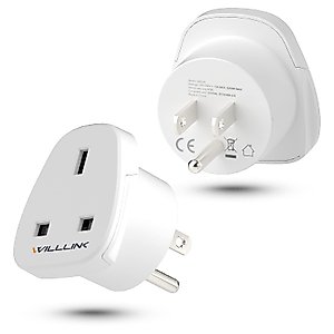 UK to US Plug Adapter [2pack], United Kingdom Plug to America Converter, Convert Type G Plugs from Britain Singapore HK Qatar Saudi UAE Ireland to USA Type B (White)