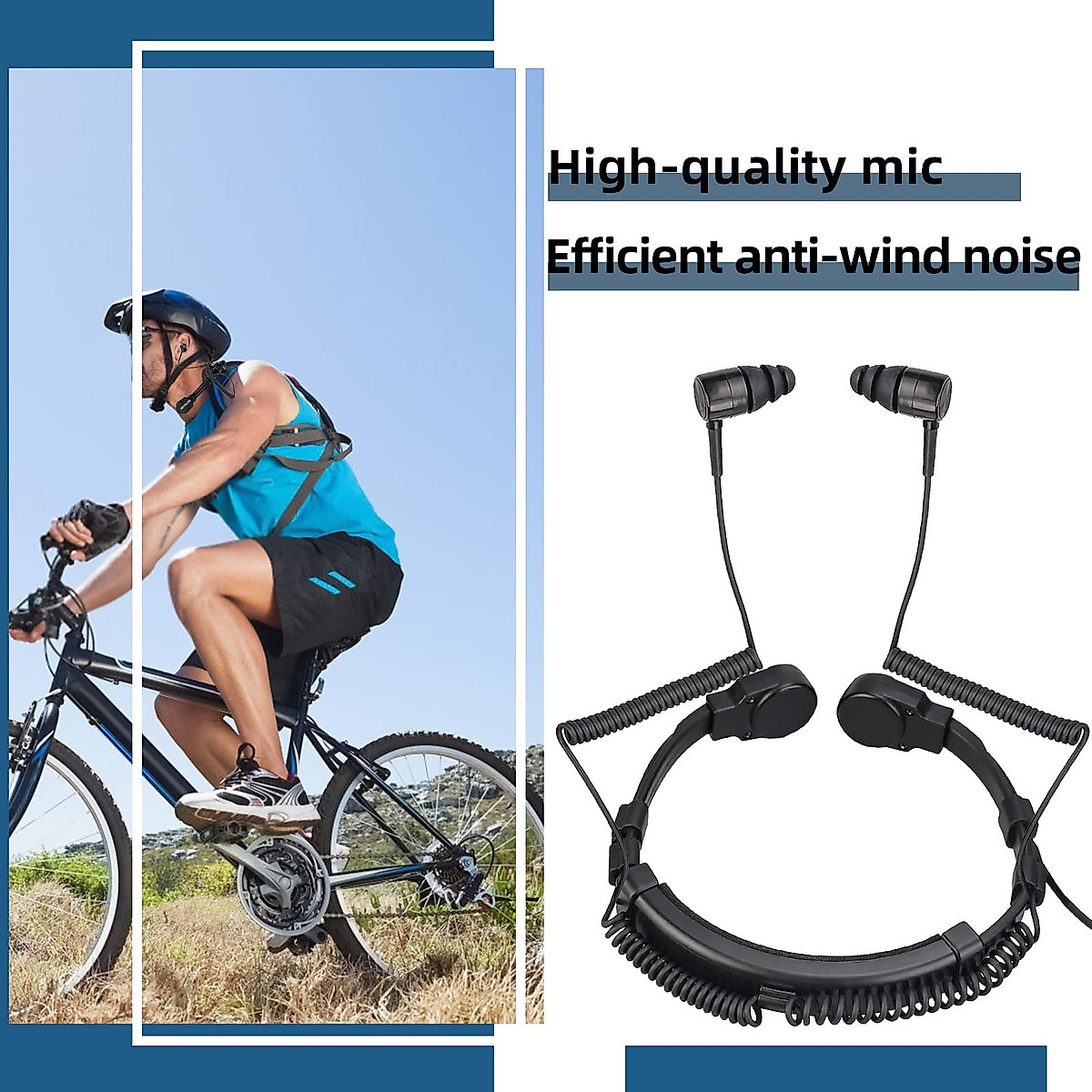 Retevis ETK007 Adjustable Throat Mic Two Way Radio Headset, Finger PTT, for Cycling, for RT22 RT21 H-777 RT68, Compatible with Kenwood Baofeng UV-5R Walkie-Talkie,Walkie Talkie Earpiece(2 Pack)