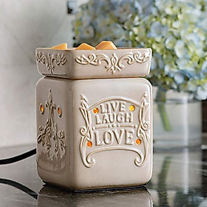 CANDLE WARMERS ETC. Illumination Fragrance Warmer- Light-Up Warmer for Warming Scented Candle Wax Melts and Tarts or to Freshen Room, Cream Live Well