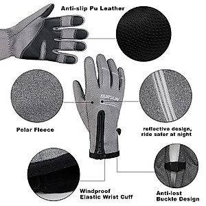 BURSUN Winter Gloves, Windproof Waterproof Warm Touchscreen Gloves Men Women, Outdoor Winter Thermal Gloves for Cycling Riding Running Work