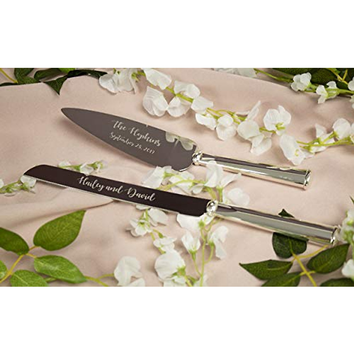 Lenox Devotion Personalized Wedding Cake Knife and Server Set, Custom Engraved Wedding Cake Cutting Set, Engagement Gifts and Accessories for Bride and Groom