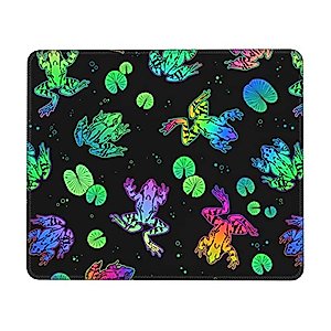Water Lily Leaves and Frogs Mouse Pad with Stitched Edges Laptops Keyboard Mouse Mat Desk Pad Gaming Mouse Pad