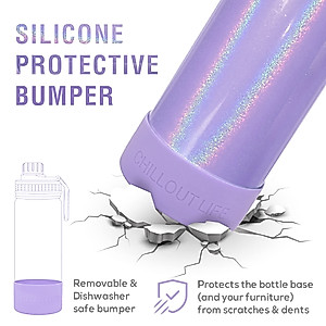 CHILLOUT LIFE 17 oz Kids Insulated Water Bottle for School with Leakproof Spout Lid and Cute Waterproof Stickers, Personalized Stainless Steel Thermos Flask Metal Water Bottle for Girls & Boys