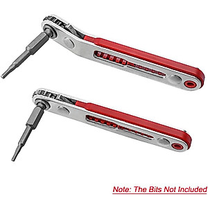 Bestgle 2pcs Mini Ratchet Wrench Set, 1/4" Drive Socket High Torque Offset Reversible Small Ratcheting Offset Screwdriver Tool - Flat Head & Elbow Head