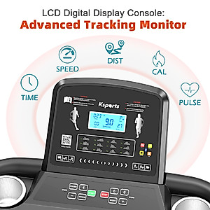 Ksports Treadmill Bundle Electric Folding Incline Treadmill with Auto and Manual Incline, Sit Ups Rack or Strap and Ab Mat, Dumb Bells, Black Medium