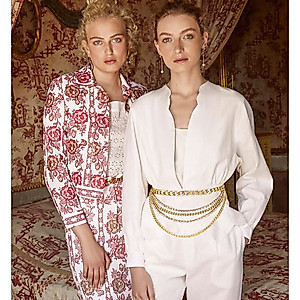 Suyi Multilayer Chain Belt Rhinestone Metal Chain Belts for Women Punk Gold Waist Chain Plus Size 150CM Gold