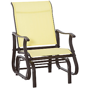 Outsunny Outdoor Glider Chair, Gliders for Outside Patio with Steel Frame and Mesh Fabric for Backyard, Garden, and Porch, Beige