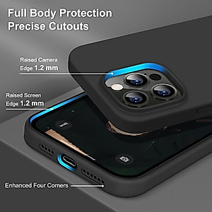 DTTO Compatible with iPhone 14 Pro Max Case, Ultra Slim Soft Premium Liquid Silicone [Military Grade Drop Protection] Full-Body Protective Bumper Phone Case for iPhone 14 Pro Max 6.7"(2022)- Black