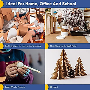 Brown Wrapping Paper, Craft Paper, Kraft Paper Roll 17.8"x 100ft (1200”), Gift Wrapping Bulletin Board Arts & Crafts, Bouquet Flower Floor Table Covering Poster Packing Paper Shipping Moving Supplies