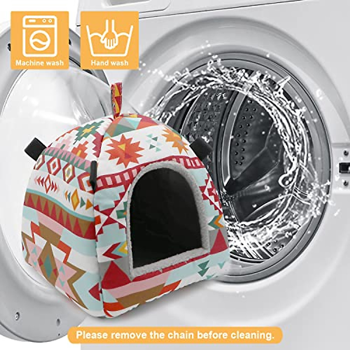 Hamster Tent Bed Winter Warm Hammock Sleeping Bed for Gerbil Rat Sugar Glider Squirrel Hedgehog Small Birds (M, Pink Ethnic)