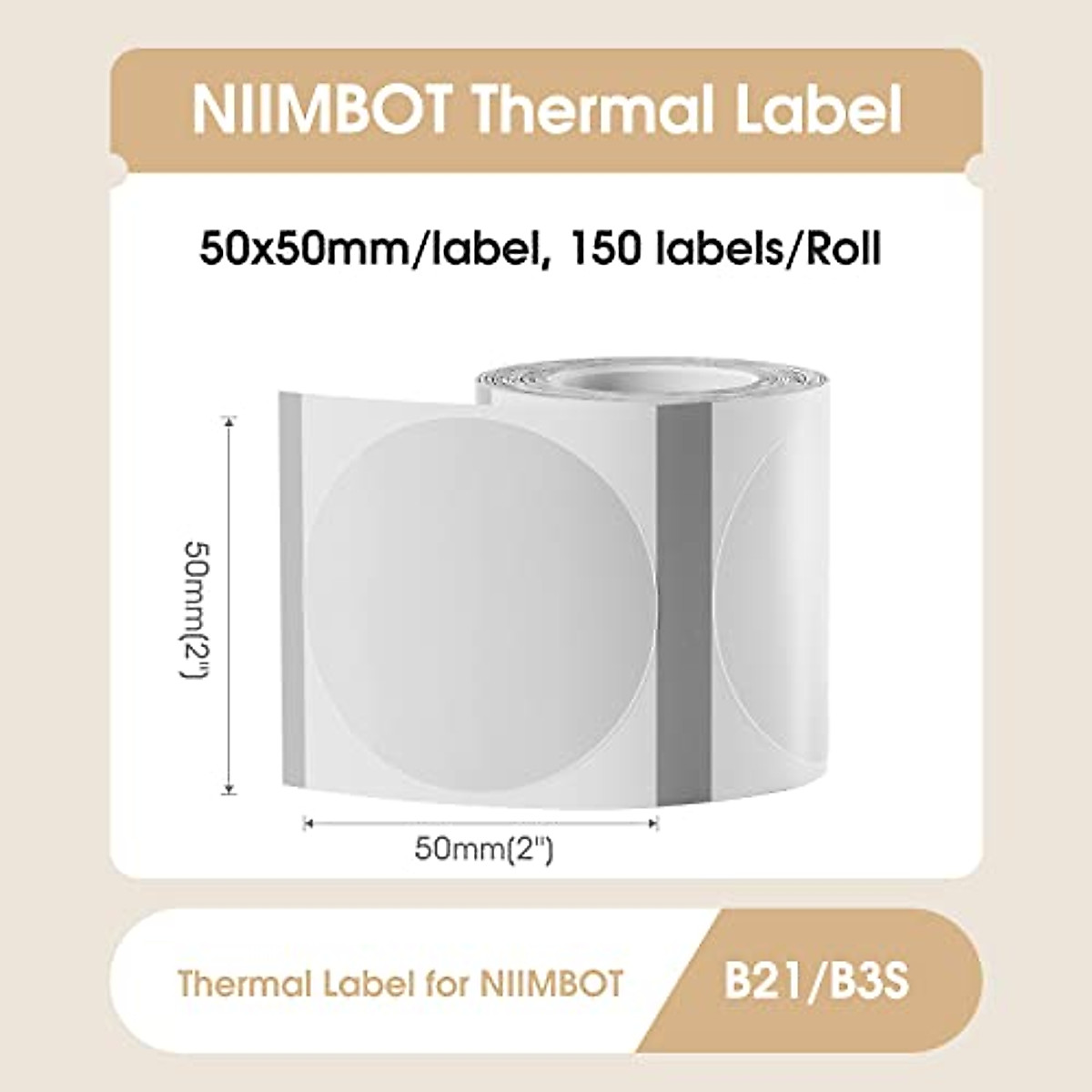 NIIMBOT Waterproof Thermal Labels for B21/B3S Printer - 2x2"