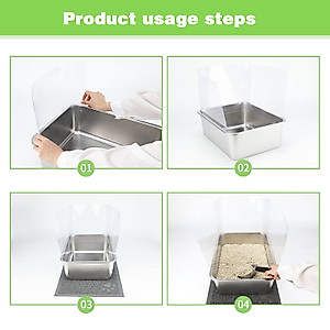 Rypet 2 Set Stainless Steel Litter Box，Rust Proof Metal Cat Litter Tray，Durable Kitten Litter Box with 2 Cat Litter Scoop，6 Litter Pee Splash Guard and 2 Cat Litter Mat，Easy to Clean(17.5"*13.6"*6")